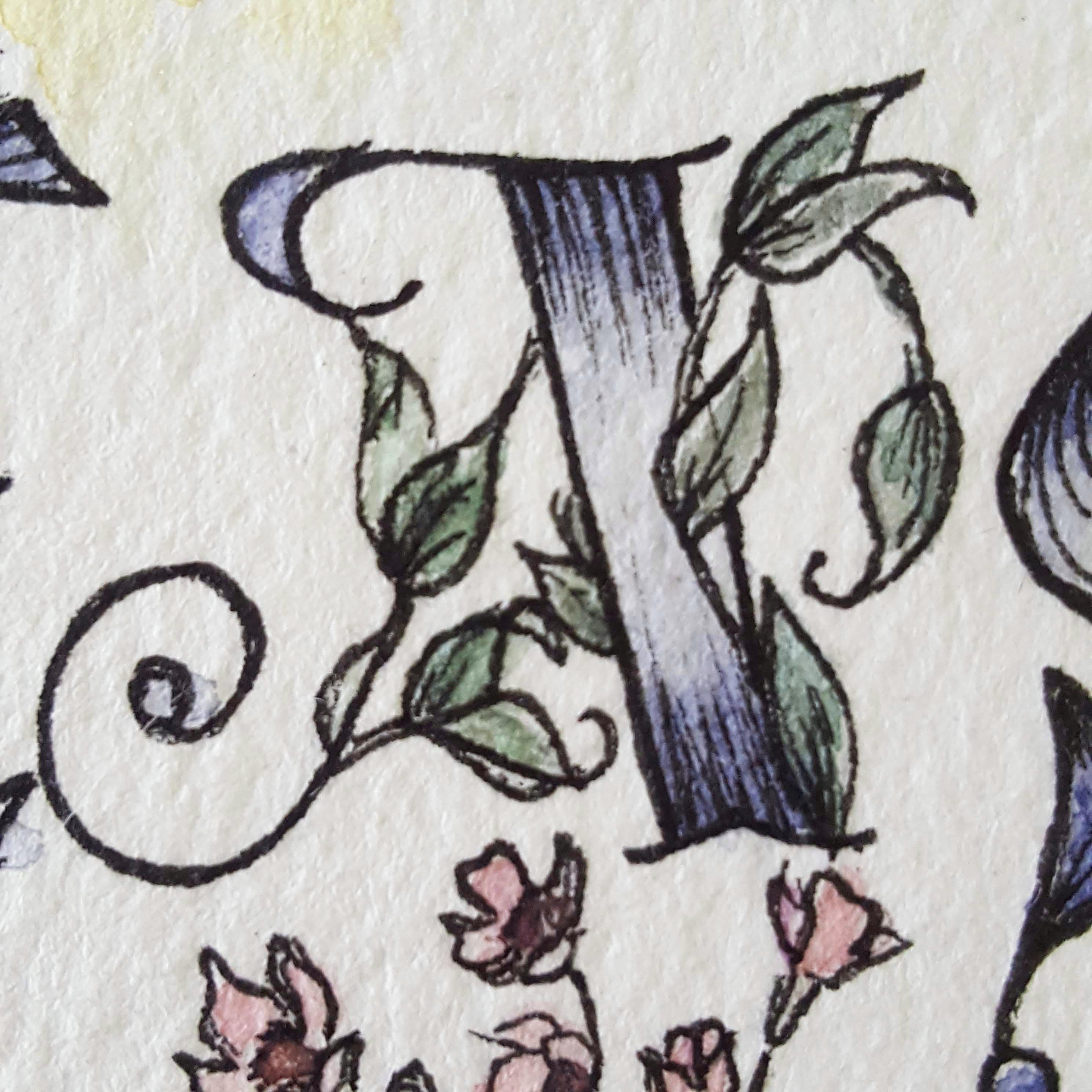 Floral Versal Letters - Crossroads Calligraphy